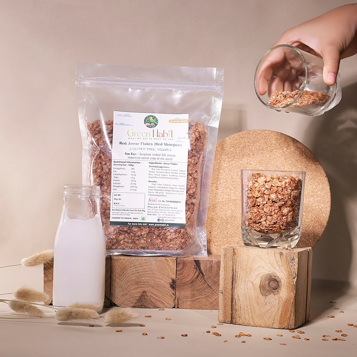 GreenHabit Red Jowar Flake - Nutritious and Gluten-Free Sorghum Cereal ...